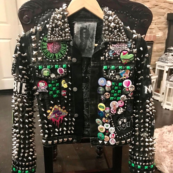 Hand Crafted | Jackets & Coats | Designer Studded Zombie Punk Denim Jacket | Poshmark